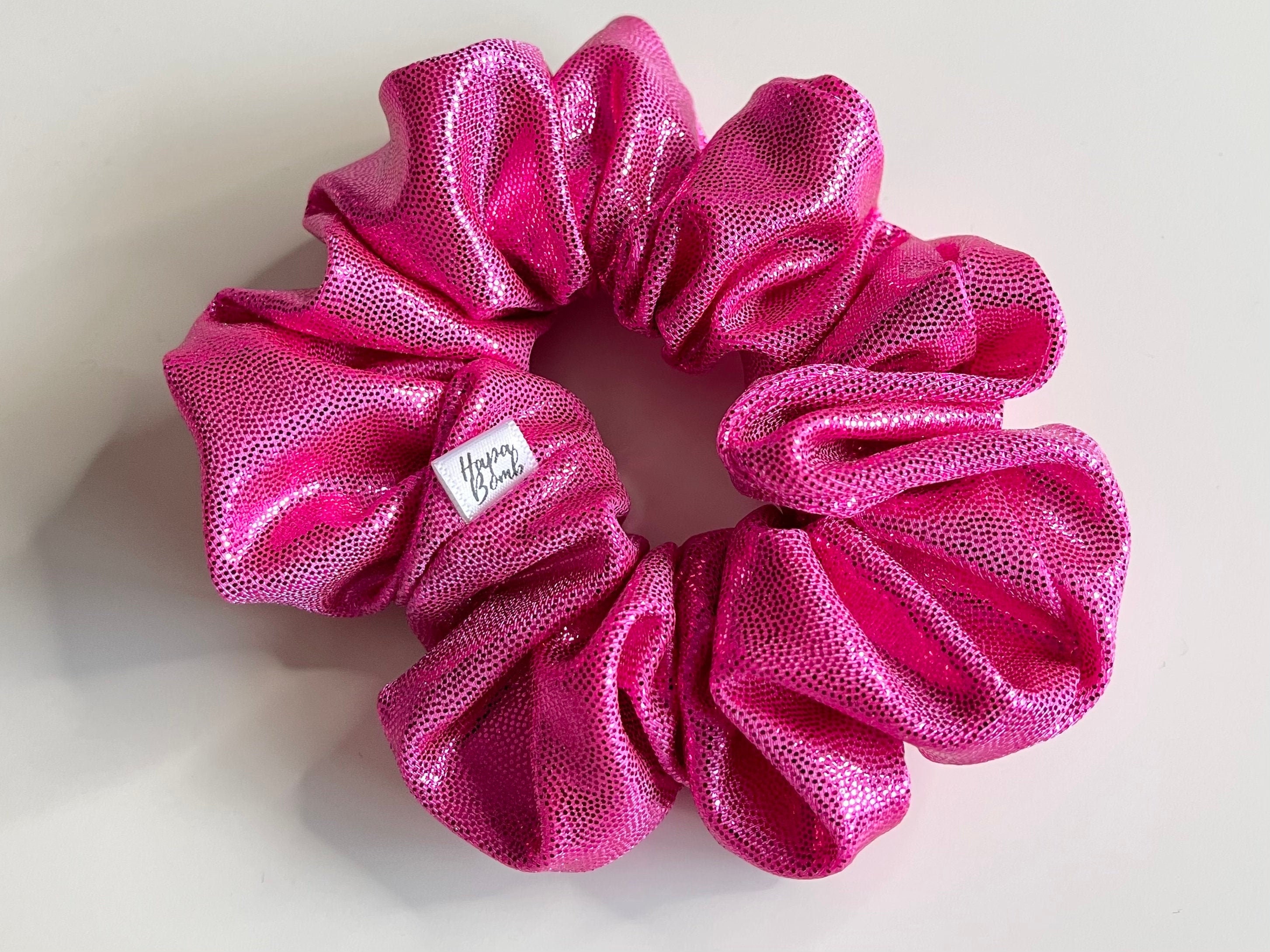 Shiny Hot Pink Stretchy Scrunchie - Etsy UK