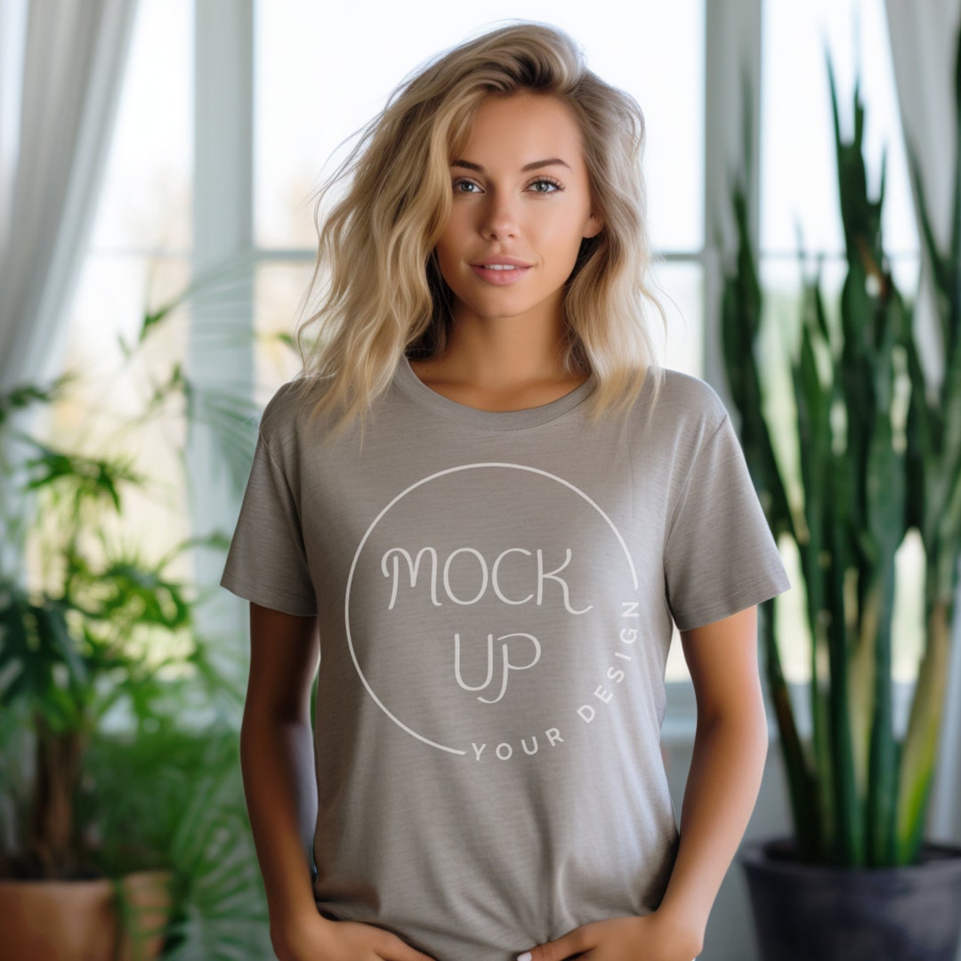 Woman Athletic Heather Bella Canvas 3001 Mockup Woman Athletic Heather ...