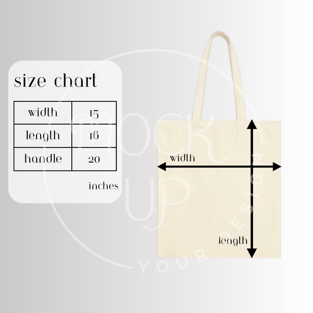 Canvas Tote Bag Size Chart Liberty Bags OAD113 Tote Mockup Size Guide ...