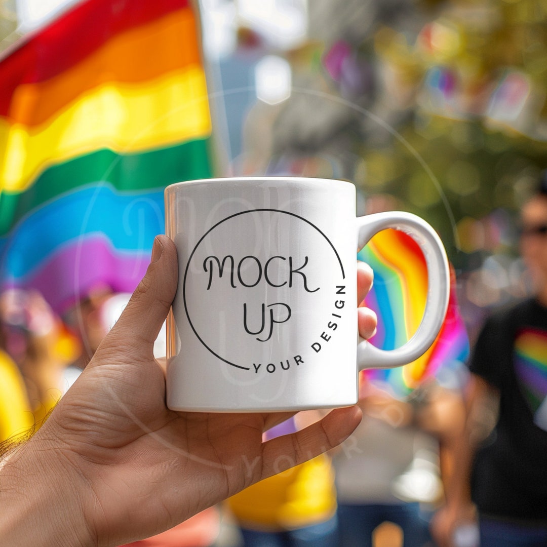 Pride Month Mug Mockup Pride Mug Mockup Rainbow Coffee Cup Mockup LGBT ...