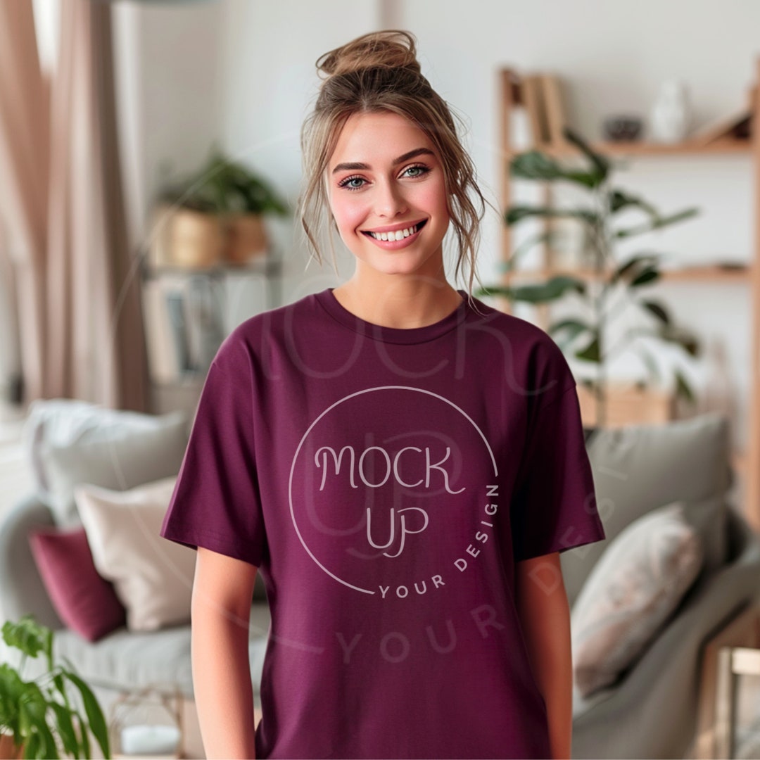 Woman Berry Gildan 5000 T-shirt Mockup (digital Download) - Etsy