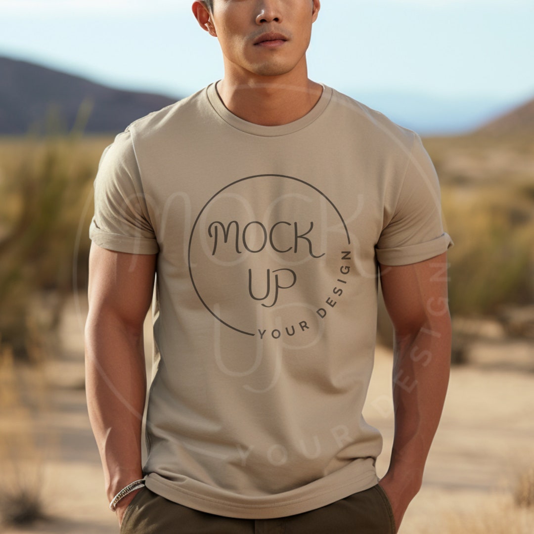 Sand Gildan 64000 T-shirt Mockup: Asian Man (digital Download) - Etsy
