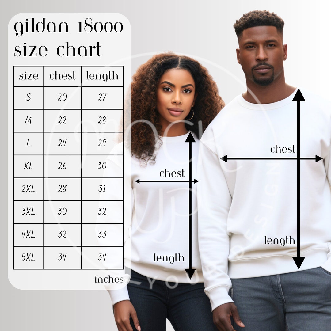 Couple Gildan 18000 Size Chart Couple Sweatshirt Mockup Gildan 18000 ...