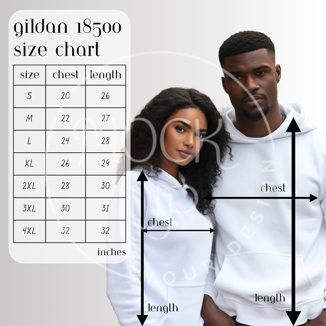 Couple Gildan 18500 Size Chart Couple Hoody Mockup Gildan 18500 Sizing ...