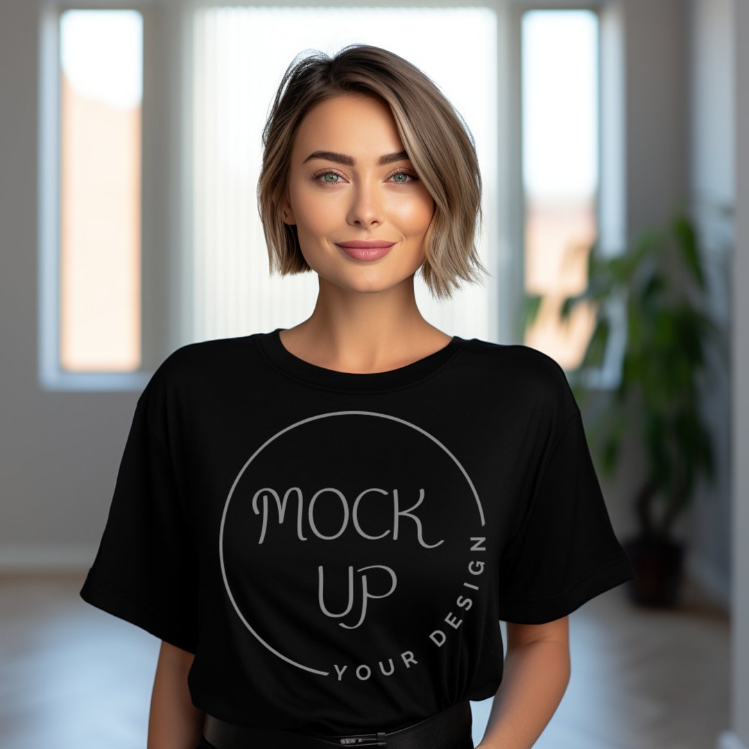 Woman Black Gildan 64000 Mockup Black Gildan 64000 Mockup Black Gildan ...