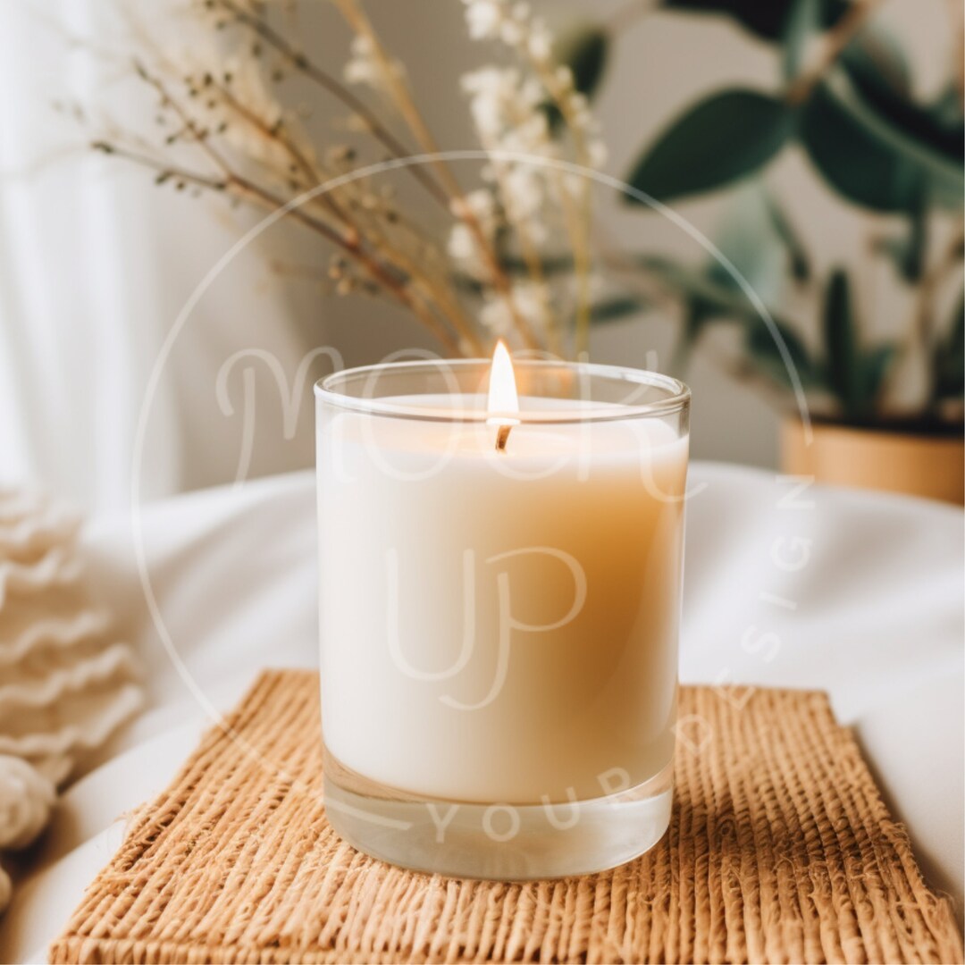 Boho Candle Mockup White Candle Mockup Styled Stock Photography Jar ...