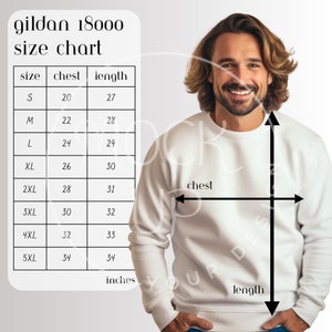 Man Gildan 18000 Size Chart Man Sweatshirt Mockup Gildan 18000 Sizing ...
