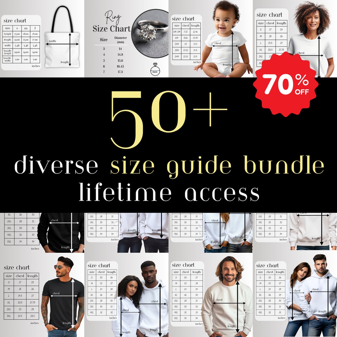 Mockup Size Chart Bundle Size Chart Collection Sizing Table Bundle Size ...