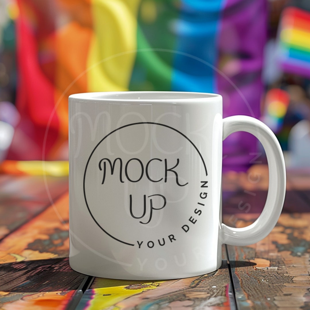 Pride Month Mug Mockup Pride Mug Mockup Rainbow Coffee Cup Mockup LGBT ...