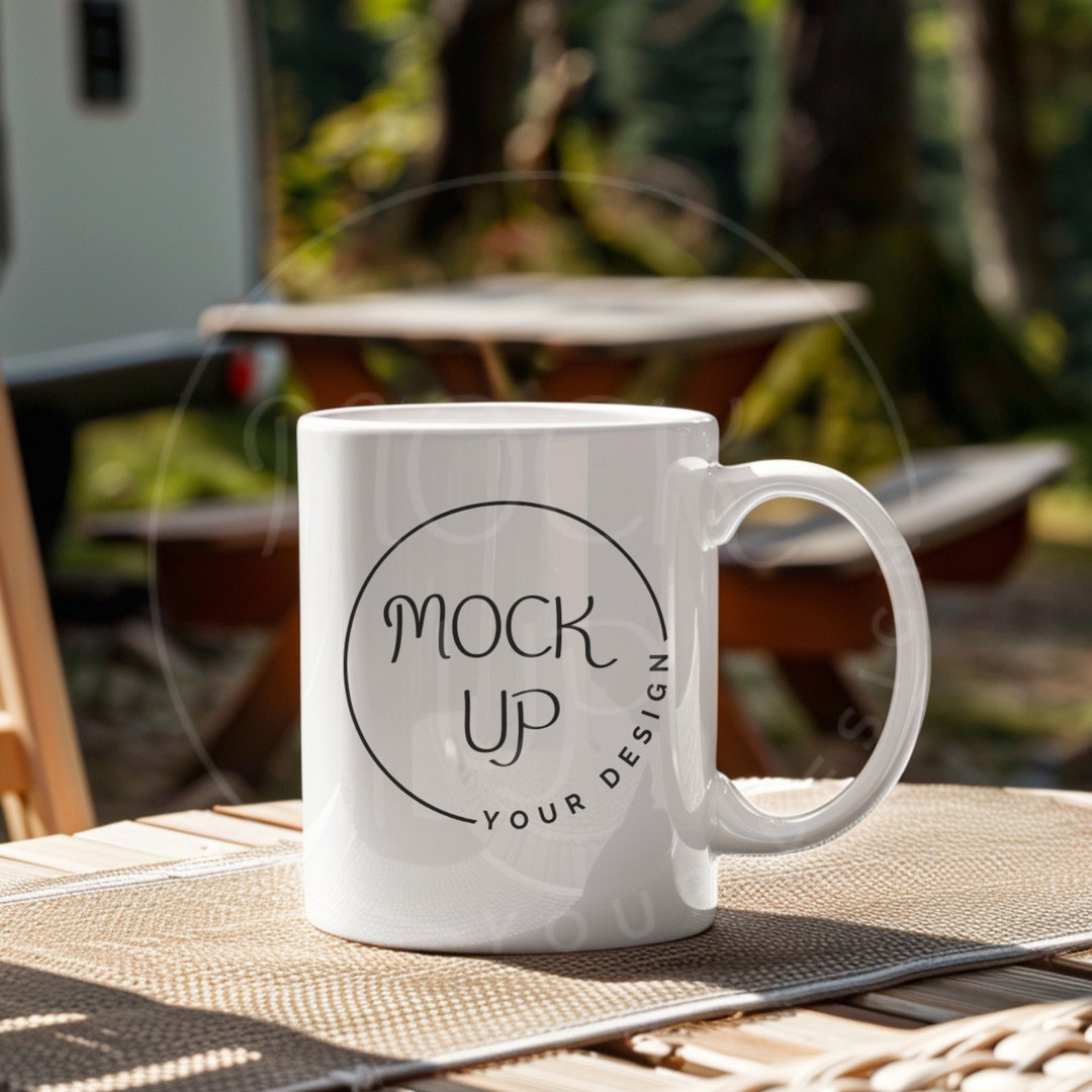 Camping Mug Mockup: Outdoor Coffee Cup, Holiday Design (digital ...