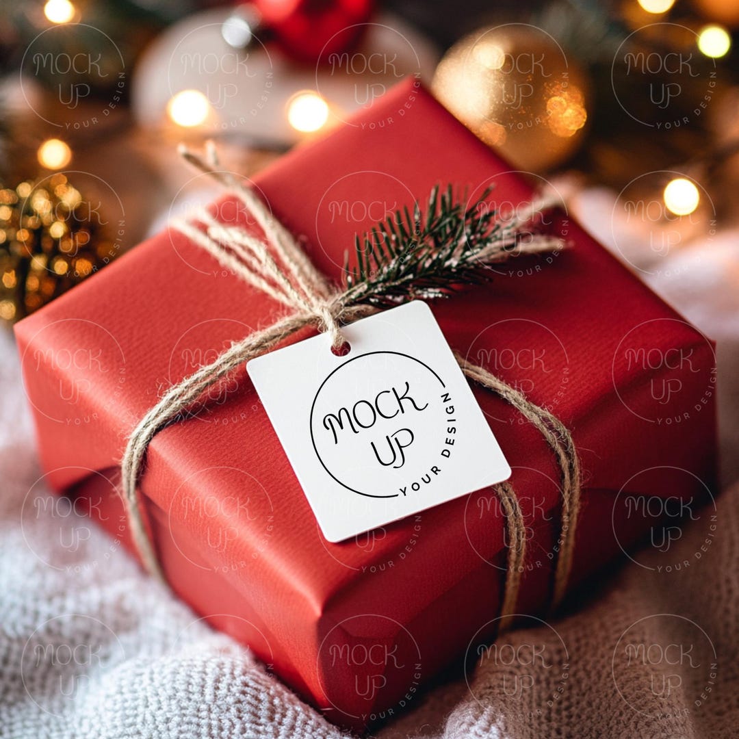 Square Gift Tag Mockup: Christmas Favor, Clothing Tag (digital Download ...