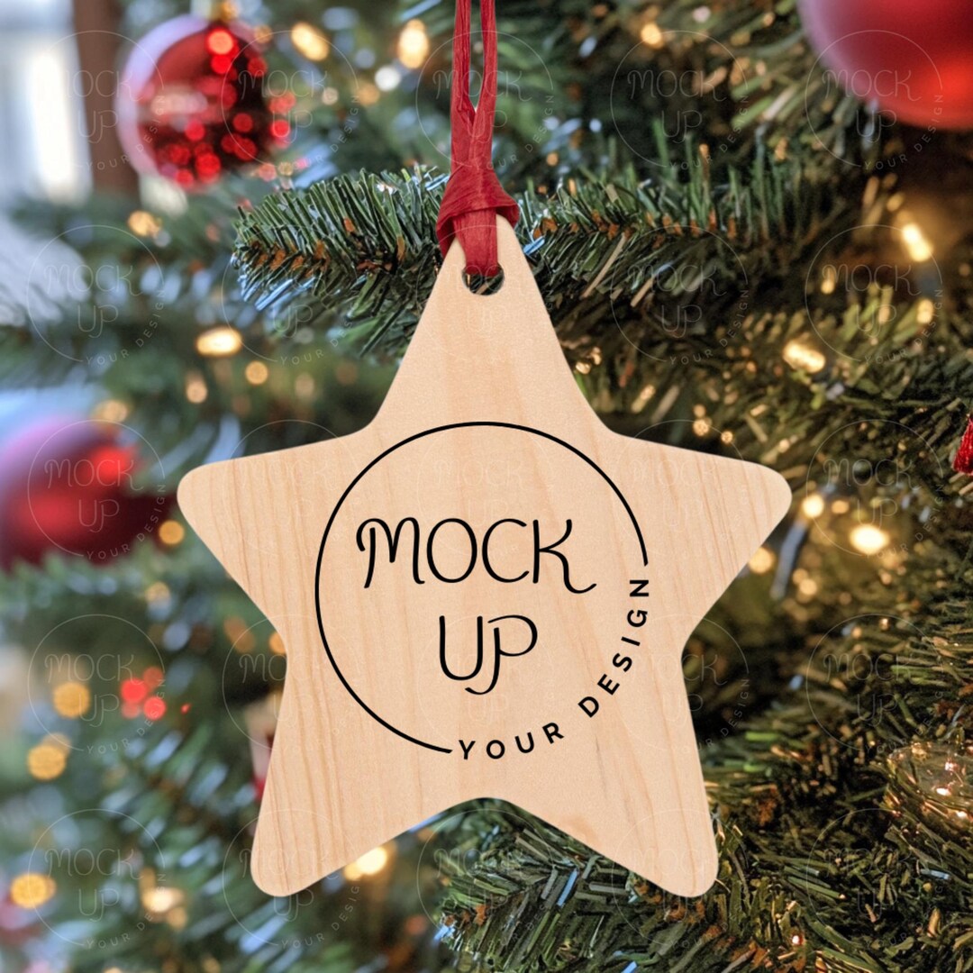 Blank Wooden Star Christmas Ornament Mockup (digital Download) - Etsy