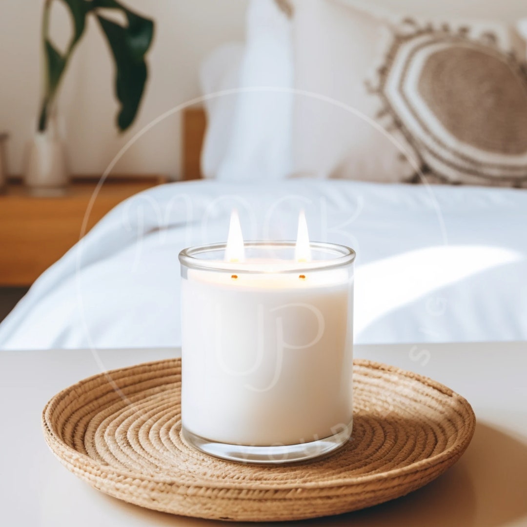 Boho Double Wick Candle Mockup White Double Wick Candle Mockup Double ...