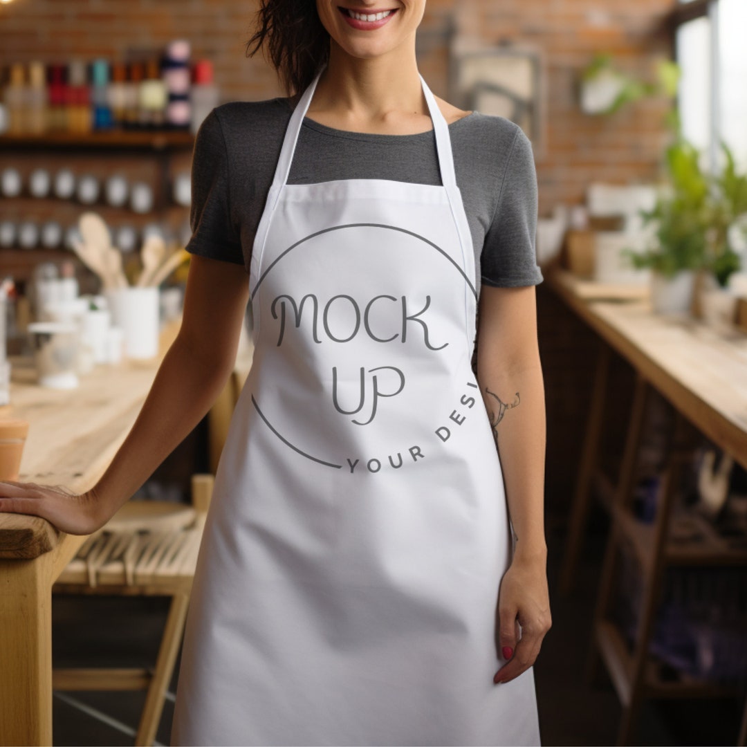 Woman White Apron Mockup Kitchen Apron Mockup Chef Apron Mockup Barista ...