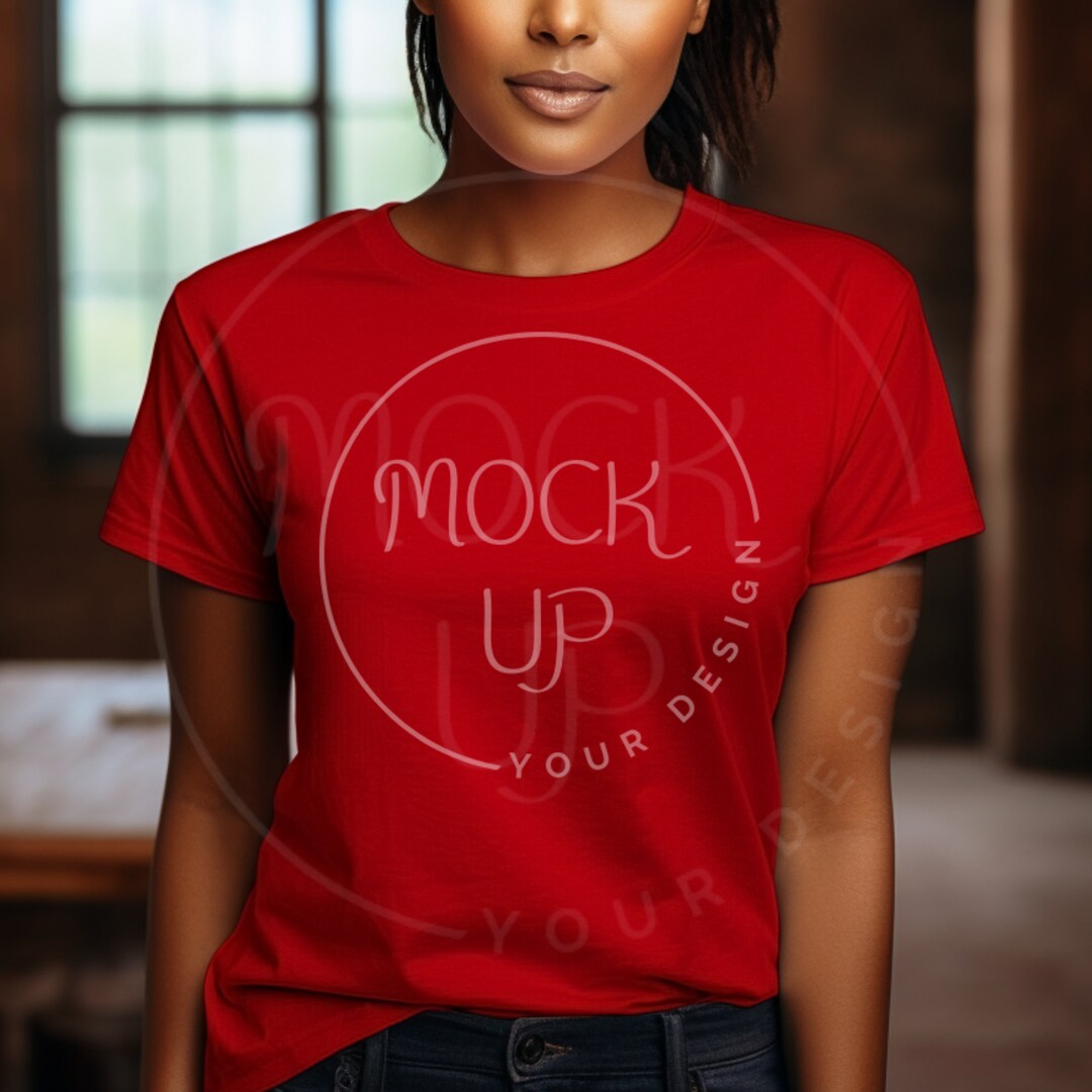 Black Woman Red Next Level 3900 Mockup Next Level 3900 Red Mockup Next ...