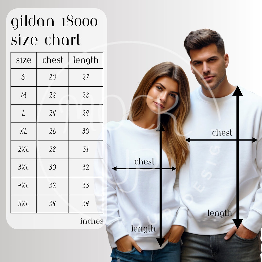 Couple Gildan 18000 Size Chart Couple Sweatshirt Mockup Gildan 18000 ...
