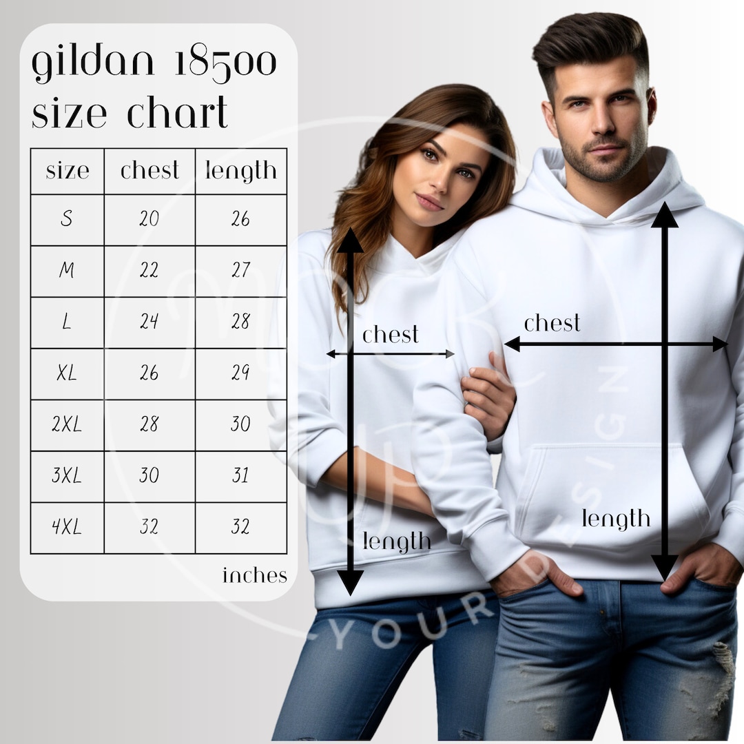 Couple Gildan 18500 Size Chart Couple Hoody Mockup Gildan 18500 Sizing ...