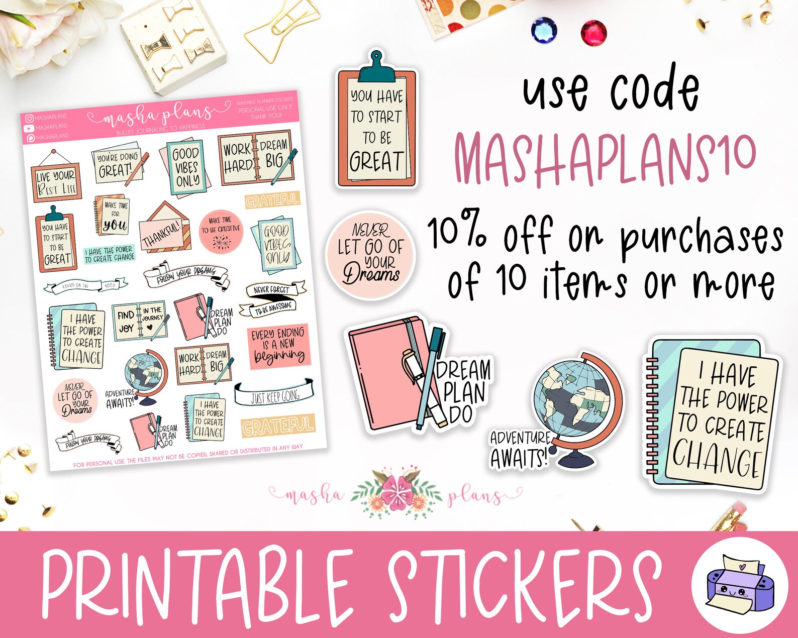 Vision Board Stickers Printable Stickers Planner Stickers Vision Board ...