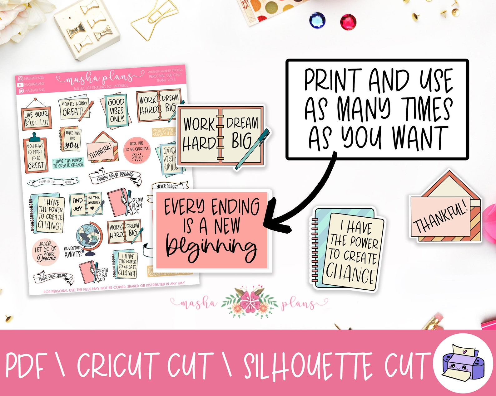 Vision Board Stickers Printable Stickers Planner Stickers Vision Board ...