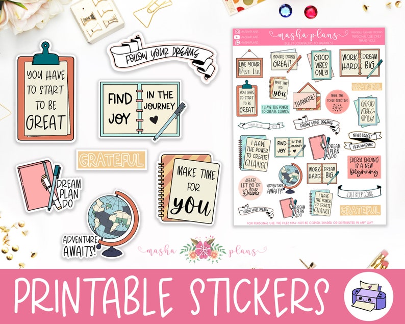 Vision Board Stickers Printable Stickers Planner Stickers Vision Board ...