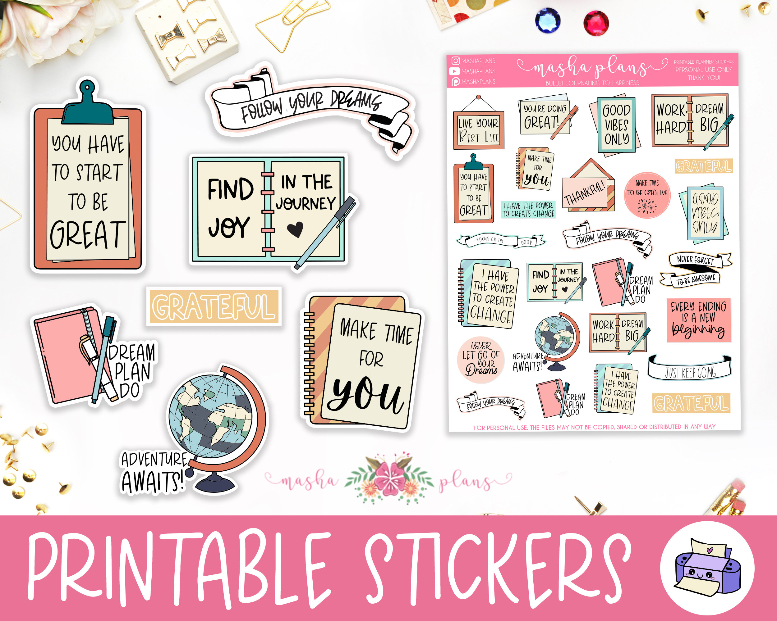 Vision Board Stickers Printable Stickers Planner Stickers Vision Board ...