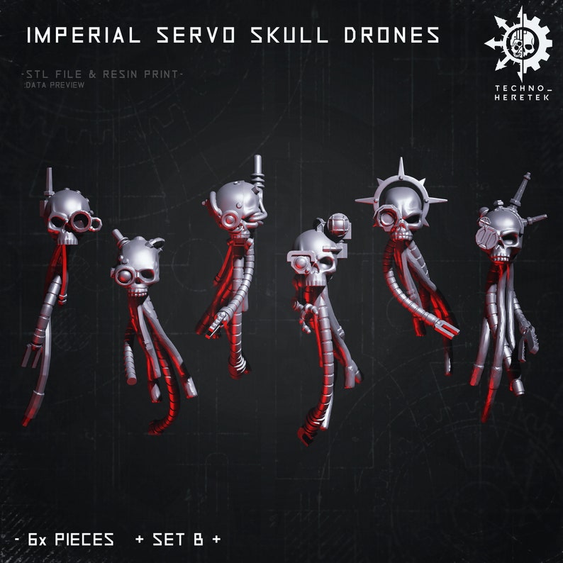 Mechanical Skull Drones - Resin 3D Print | for 28mm Tabletop Wargames ...