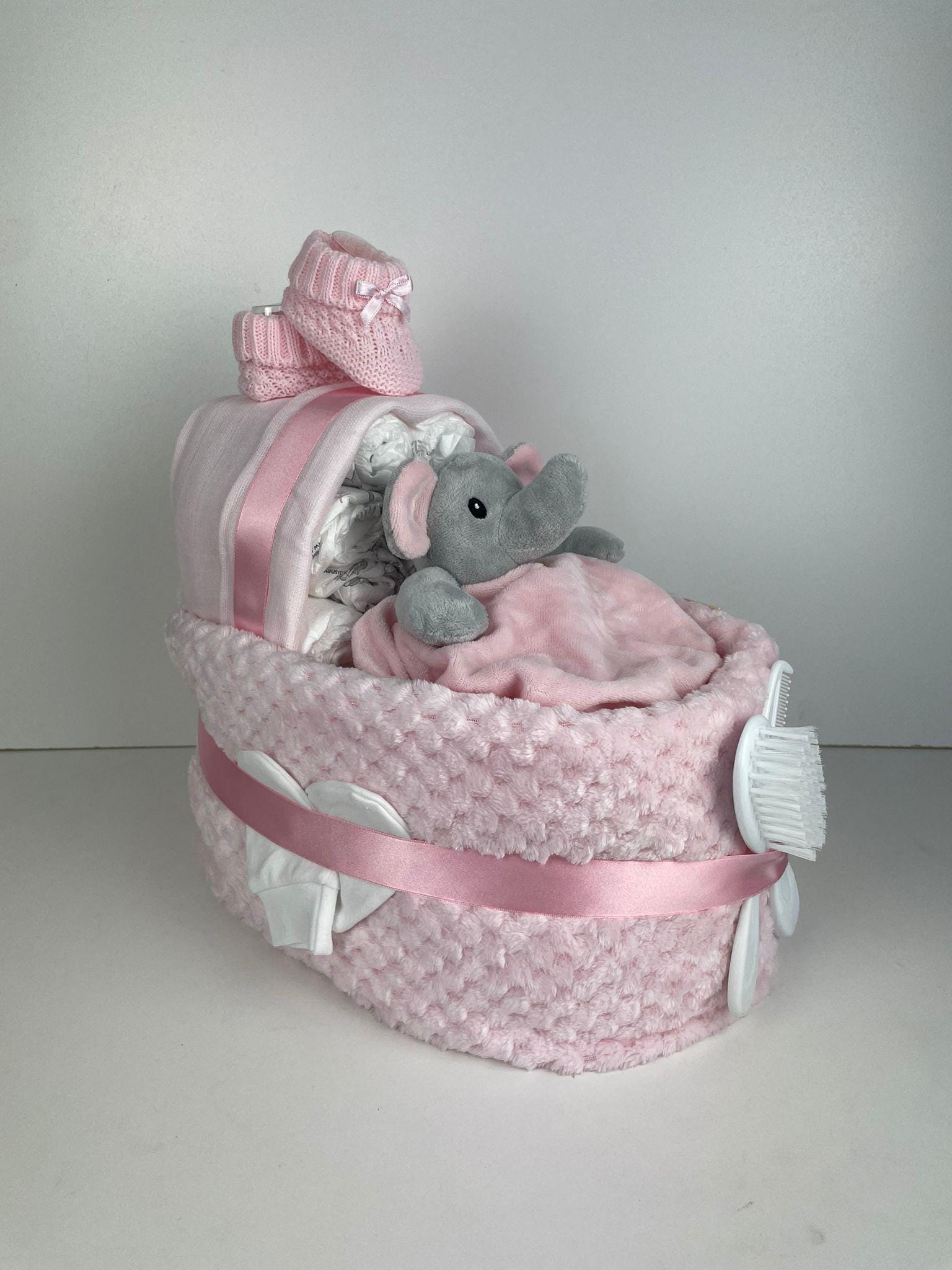 Baby Crib Nappy Cake Baby Girl Gift Hamper Baby Shower Gift Large Crib ...