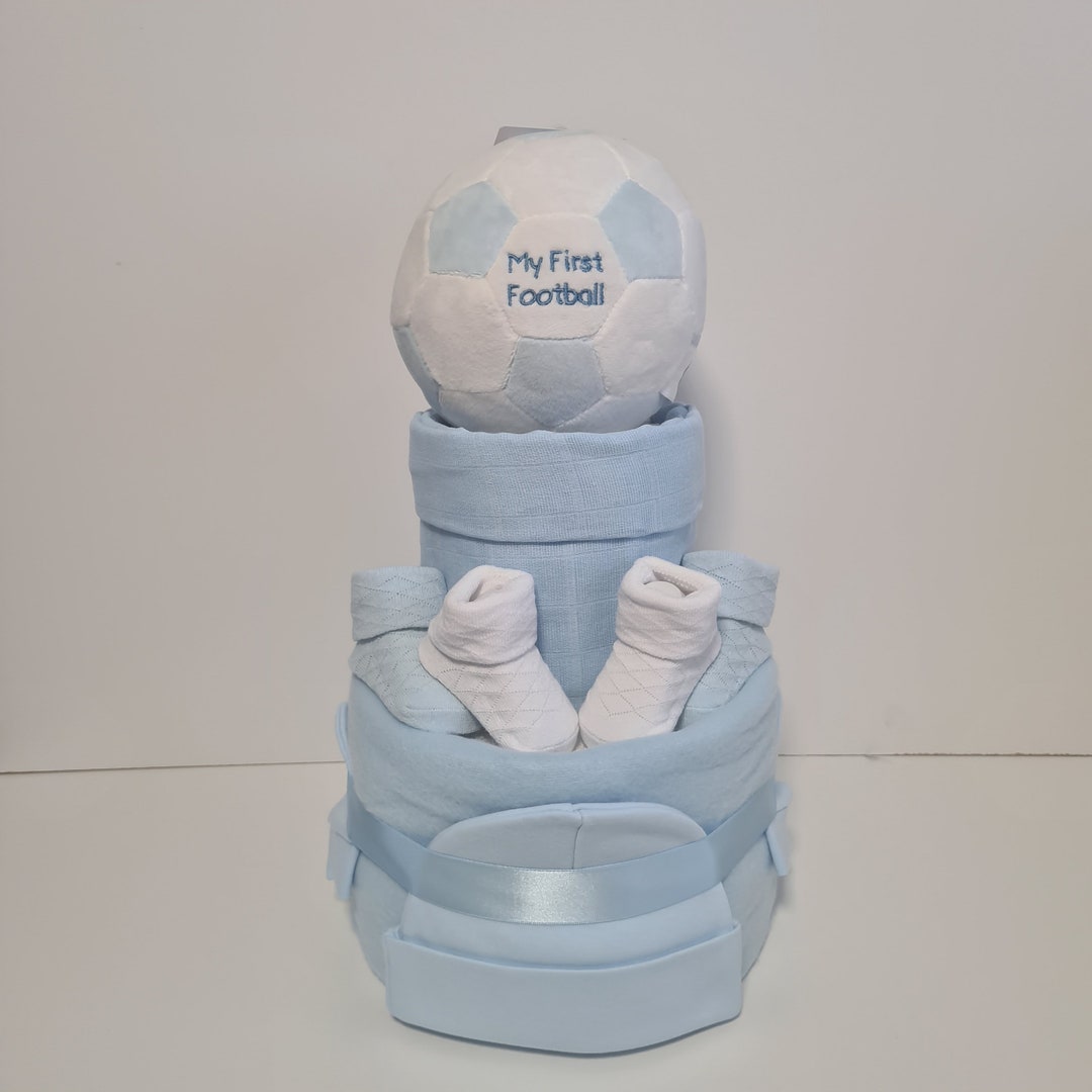 Baby Boy Nappy Cake New Baby Football Nappy Cake Baby Gift Baby Shower ...