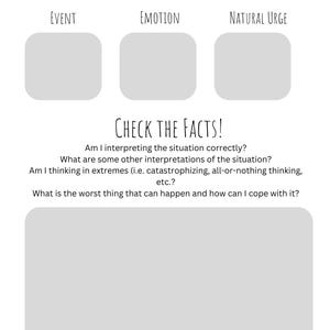 Opposite Action Worksheet - Etsy