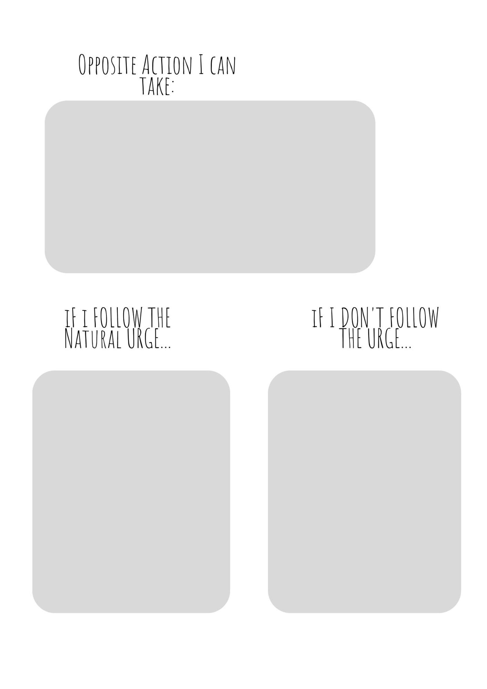 Opposite Action Worksheet - Etsy