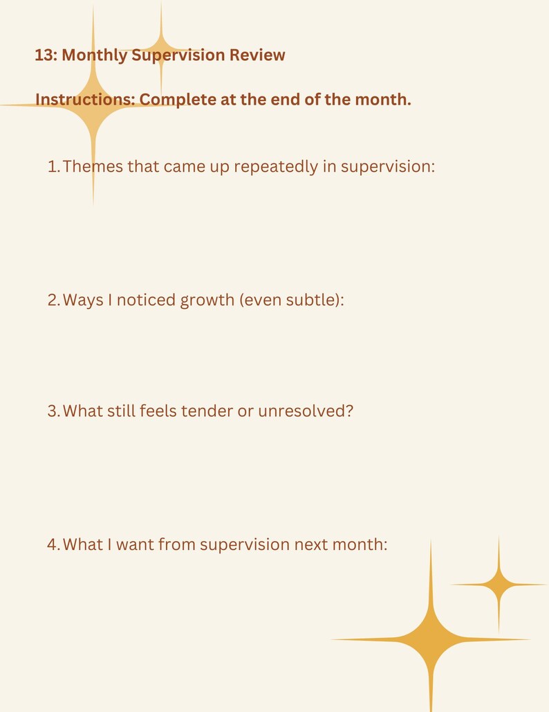 Supervision Reflection Worksheets for Therapists in Training- Printable ...