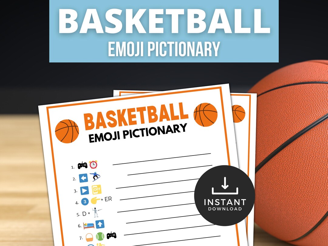 Basketball Emoji Pictionary, Printable March Madness Game, Kids ...