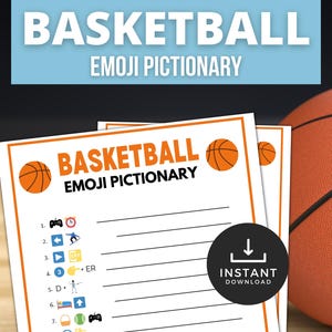 Basketball Emoji Pictionary, Printable March Madness Game, Kids ...