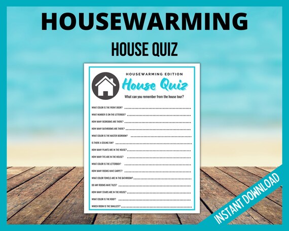 Housewarming Printable Game House Quiz House Hunt New - Etsy