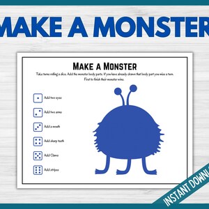 Roll A Monster Game, Draw A Monster Dice Game, Kids Party Game ...
