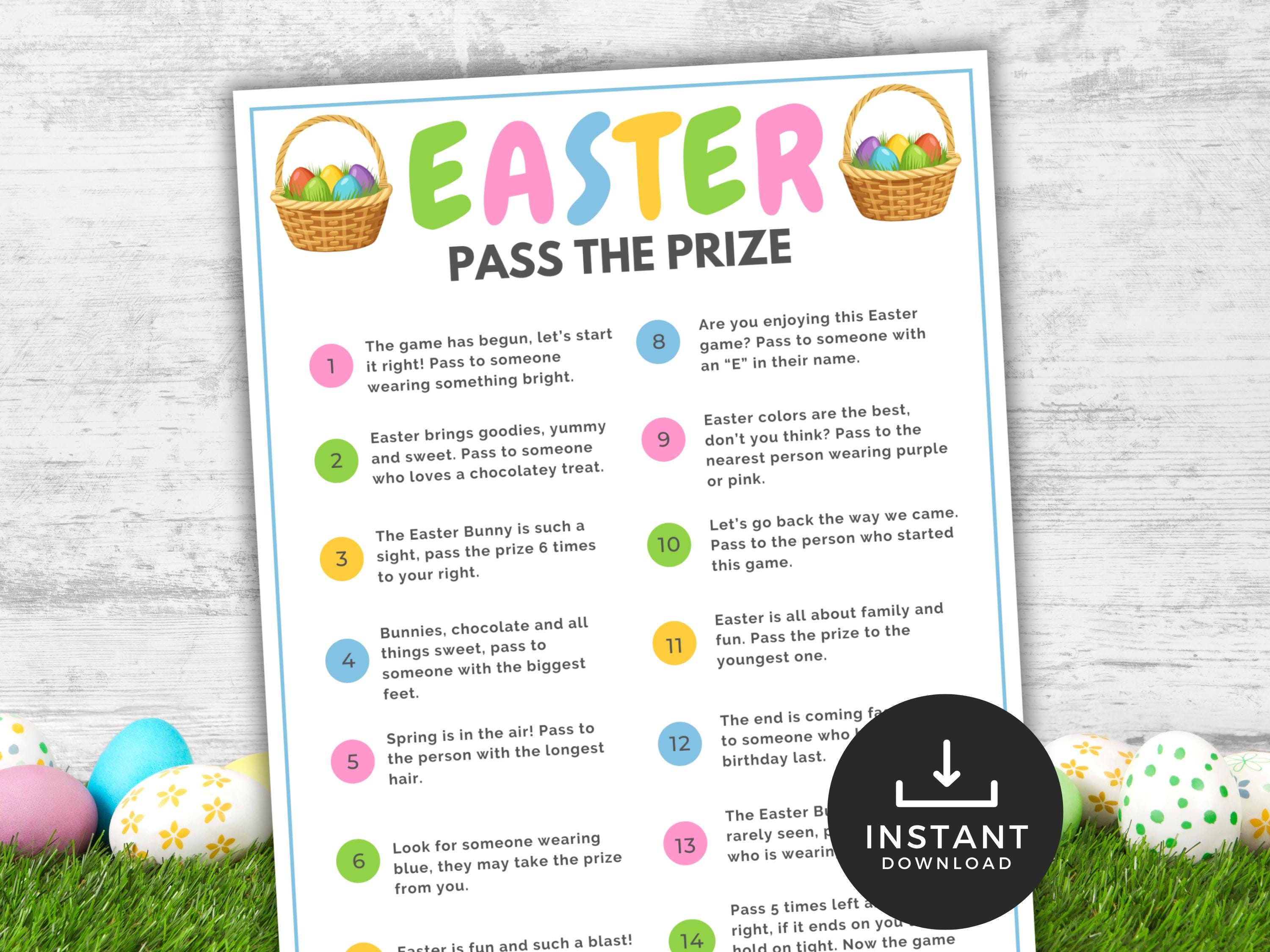 Easter Pass the Prize Game, Easter Pass the Gift Game, Printable Pass ...