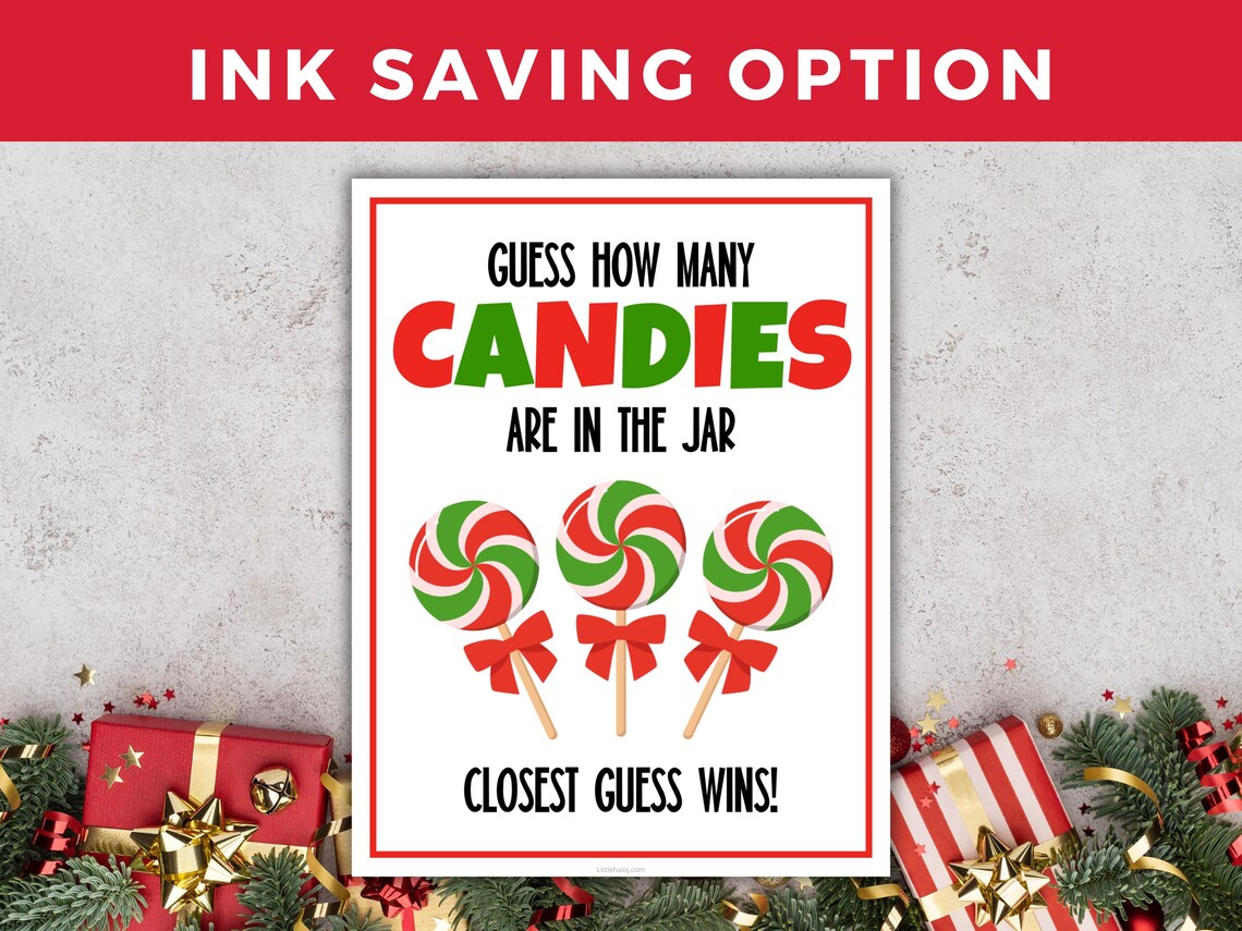 Christmas Candy Guessing Game, Christmas Party Games, Printable Festive ...