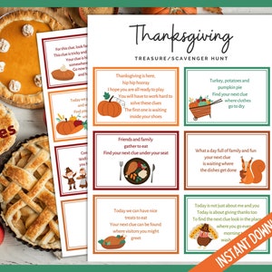 Thanksgiving Scavenger Hunt, Thanksgiving Treasure Hunt Clues ...
