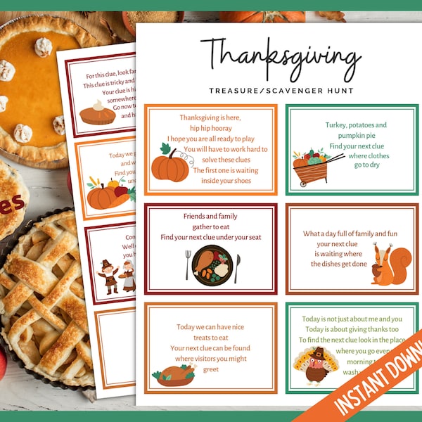 Thanksgiving Treasure Hunt Clues - Etsy
