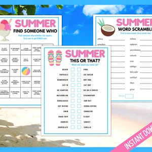 Summer Printable Games Bundle, Summertime Activity, Summer Kids Games ...