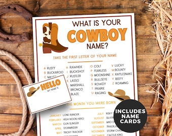 What’s Your Cowboy Name? Printable, Instant Download, PDF - Etsy