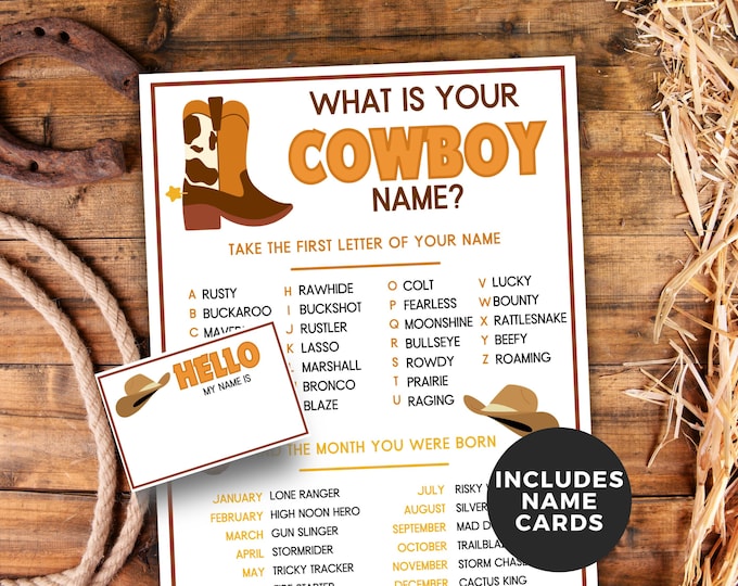 What’s Your Cowboy Name? Printable, Instant Download, PDF - Etsy