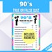 90s True or False Quiz, 90s Printable Party Game, 1990s Trivia ...