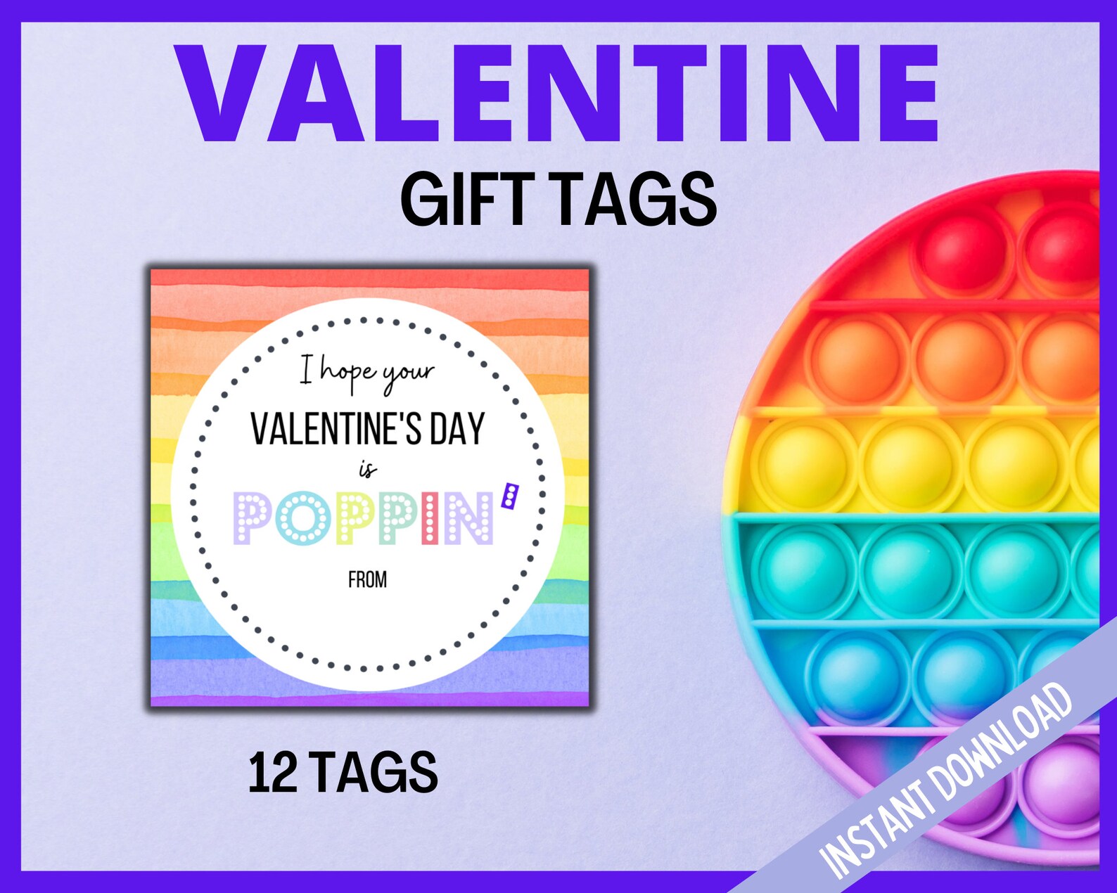 Pop It Valentine Tag, Pop It Gift Tags, Valentines Day Pop It Gift Tags ...