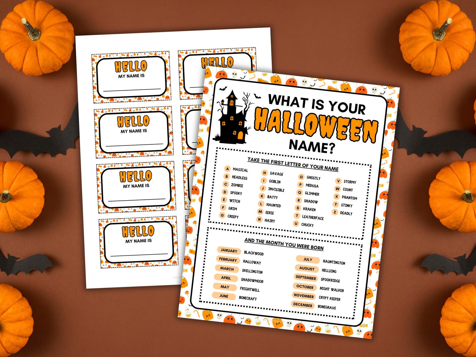 What's Your Halloween Name, Halloween Printable Game, Halloween Party ...