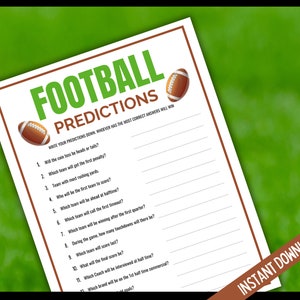 Football Predictions Game, Printable Football Party Game, Predictions ...
