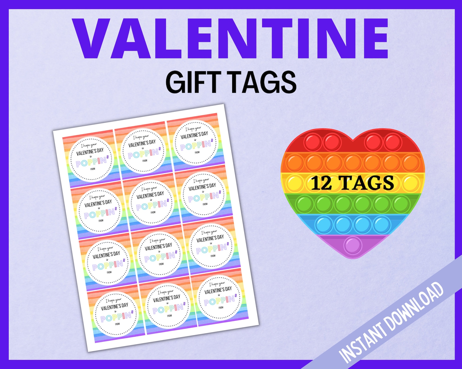 Pop It Valentine Tag Pop It Gift Tags Valentines Day Pop It - Etsy