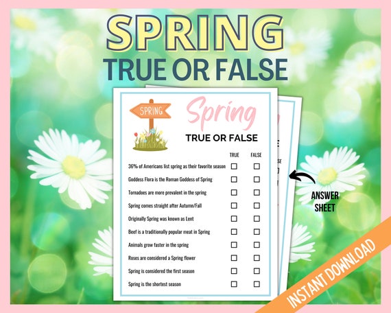 Spring True or False Trivia Game, Fun Family Party Games, Springtime ...