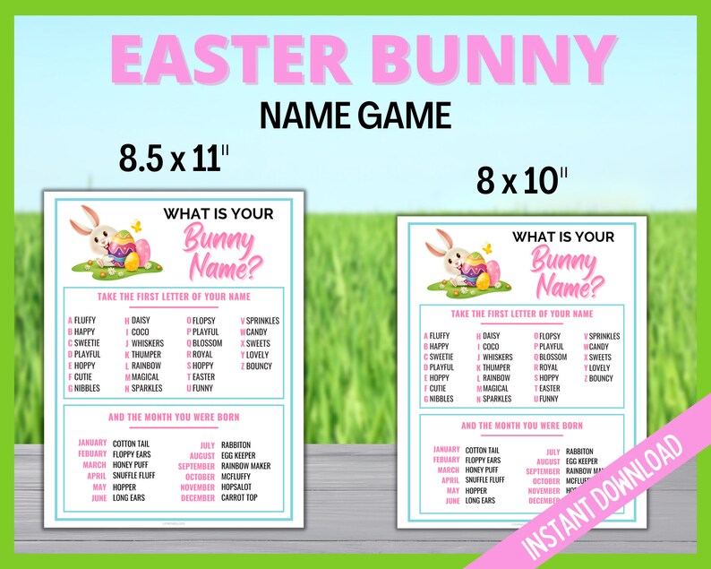 What is Your Easter Bunny Name Printable Easter Games Kids - Etsy