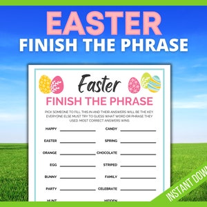 Easter Finish the Phrase, Easter Party Game, Fun Easter Bunny Printable ...